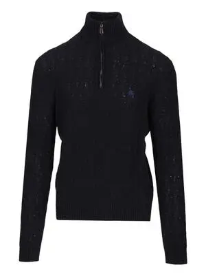Etro Roma Knitted Quarter Zip Cashmere Jumper - Blue
