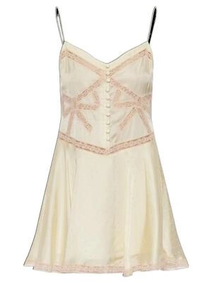 SELF-PORTRAIT Lace-trim Polka-dot Mini Dress - Nude