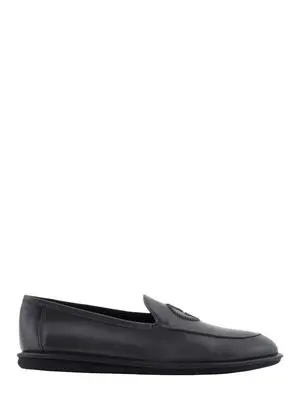 Giorgio Armani Almond Toe Slip-on Loafers - Black