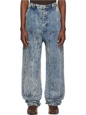 KUSIKOHC Straight Leg Riveted Jeans - Blue