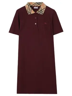 Burberry Cotton Check-collar Mini Polo Dress - Red