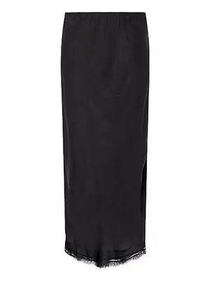 Dissh Lace-trim Woven Midi Skirt - Black
