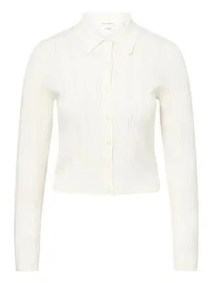 Good American The Ladder Ribbed Woven Cardigan - Chalk