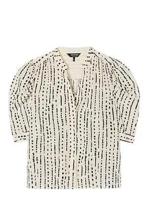 Whistles Dashed Spot Gathered Woven Blouse - Cream