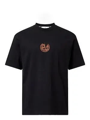 Stone Island Vertical Logo-print Short-sleeve Cotton-jersey T-shirt Xxxl - Black