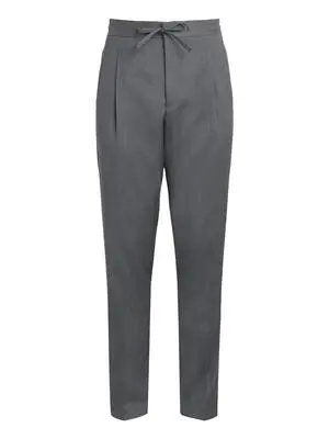 LARDINI Virgin Wool Drawstring Trousers - Grey
