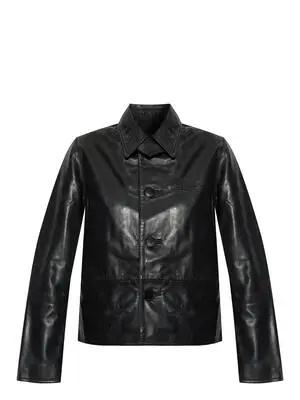 Zadig&Voltaire Lessa' Leather Jacket With Notched Lapel And Embroidered Logo - Black