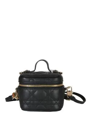 Dior Christian Dior Micro Lady Dior Vanity Case In Lambskin Black