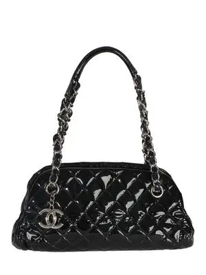 Chanel Quilted Patent Mademoiselle Bowling Bag - Black