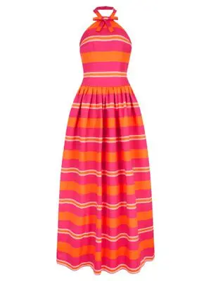 EMILIA WICKSTEAD Striped Taffeta Faille Dress - Orange