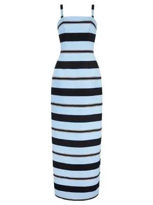 EMILIA WICKSTEAD Regina Striped Taffeta Faille Column Dress - Blue