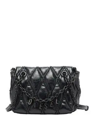 DIESEL® Charm-d Quilted Shoulder Bag With Chain Detail - Black