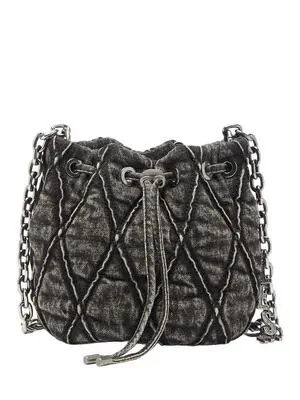 DIESEL® Diesel Quilted Denim Mini Bucket Bag With Crystal Embellishments Grey