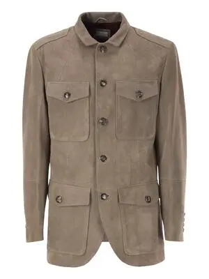 Brunello Cucinelli Suede Leather Safari Jacket - Multicolor