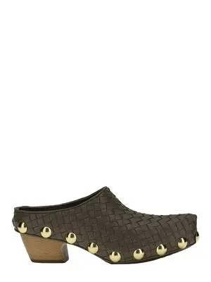 Bottega Veneta Woven Clogs With Stud Embellishments - Gray