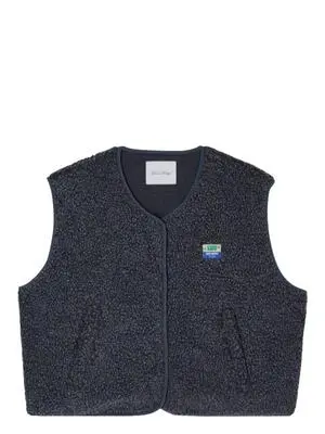 American Vintage Sleeveless Fleece Vest With Press-stud Fastening - Black