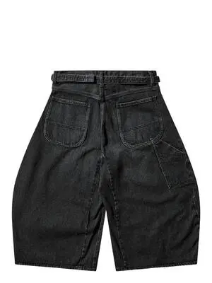 Sacai Belted Barrel-leg Denim Shorts - Black