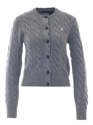 Polo Ralph Lauren Polo Ralph Lauren Logo Embroidered Crewneck Cardigan Grey