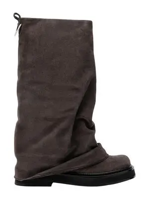 Attico Robin Suede Combat Boots - Gray