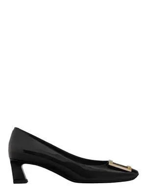 ROGER VIVIER Patent Leather Trompette Pumps With Metal Buckle - Black