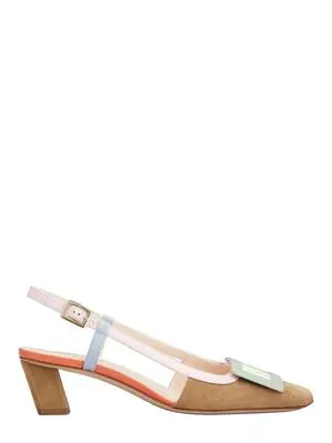 ROGER VIVIER Belle Vivier Multicoloured Suede Slingback Pumps Multicolor