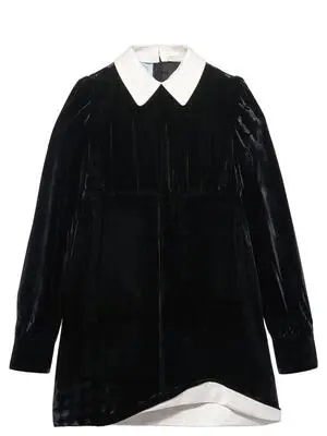 Prada Velvet Dress With Contrast Collar - Black