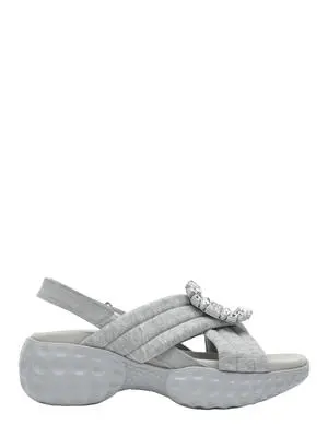 ROGER VIVIER Roger Vivier Viv' Run Embellished Slingback Sandals Gray