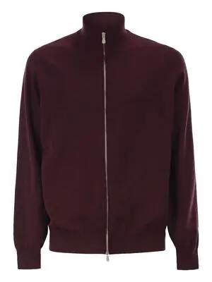 Brunello Cucinelli High-necked Cashmere Cardigan - Red