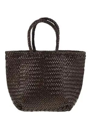 Dragon Diffusion Grace Basket Small Woven Leather Bag - Brown