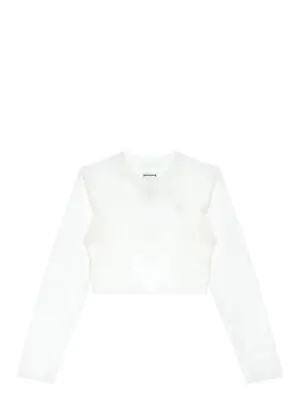WOOYOUNGMI Logo Embroidered Cropped T-shirt - White