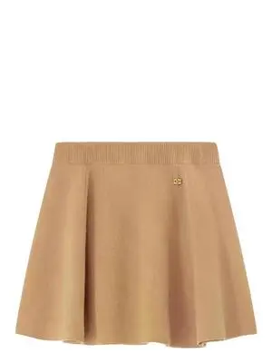 GANNI Logo Detail A-line Mini Skirt - Brown