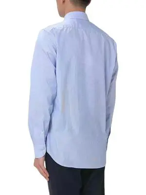 BROOKSFIELD Vertical-stripe Logo-embroidered Shirt - Blue