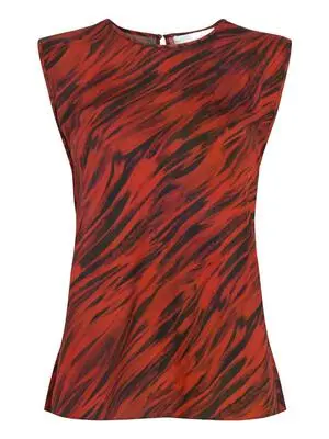 Proenza Schouler White Label Megan Top In Printed Twill - Red