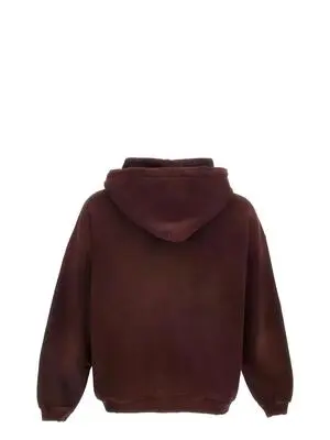 GOLDEN GOOSE Distressed Logo Print Hoodie - Brown