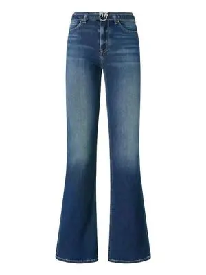 Pinko Love Birds Buckle Flared Jeans - Blue