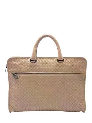 Bottega Veneta Woven Nappa Leather Business Bag - Brown