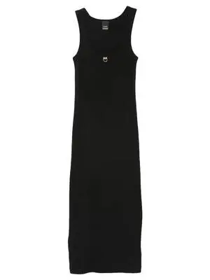 Pinko Ribbed Midi Dress With Scoop Neck - Black