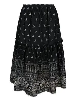 CHRISTY LYNN Barbara Tiered Floral-print Skirt - Black