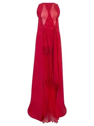 Alberta Ferretti Lace-trim Maxi Dress - Red