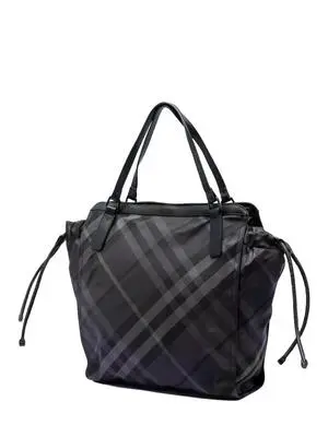 Burberry Smoke Check Nylon Buckleigh Tote Bag - Black