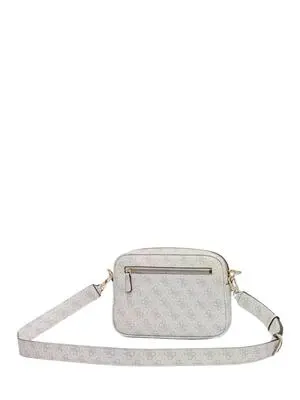 Guess Monogram Print Logo Plaque Shoulder Bag - Neutrals