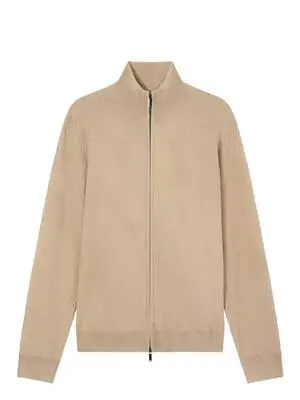 Emporio Armani Chevron-knit Zip-up Cardigan - Neutrals