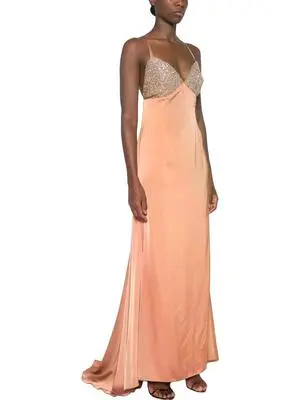 ALESSANDRO LEGORA Sequin-embellished Maxi Dress - Brown