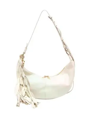 Sportmax Leather Shoulder Bag With Tassel Detail - Neutrals