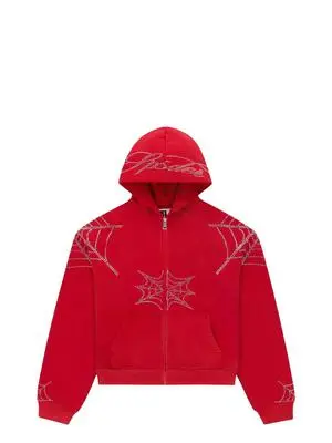 SP5DER Rhinestone Embellishment Hoodie - Red