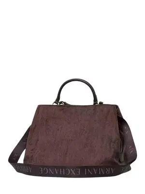 Armani Exchange Suede-effect Logo Strap Tote Bag - Brown