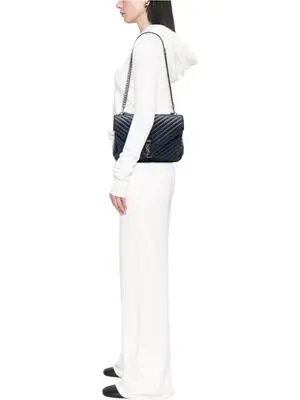 Saint Laurent Saint Laurent Leather Monogram College Satchel Blue