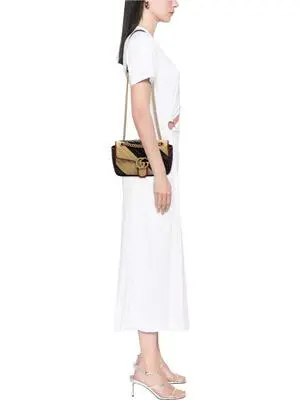 Gucci Gucci GG Marmont Bicolor Matelasse Diagonal Calfskin Torchon Shoulder Bag Black