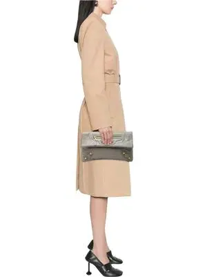 Balenciaga Lambskin Leather Clutch Bag - Grey