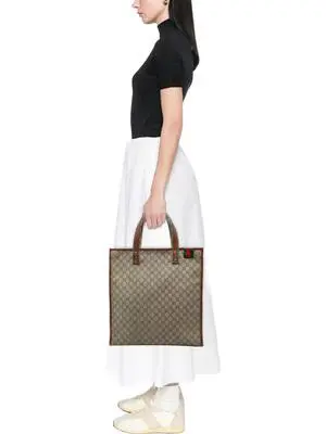 Gucci Gg Supreme Web Tote Bag - Neutrals